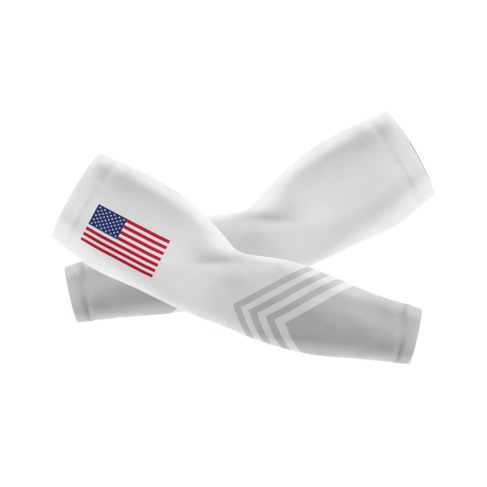[30% OFF] USA Arm Sleeves - White - Global Cycling Gear